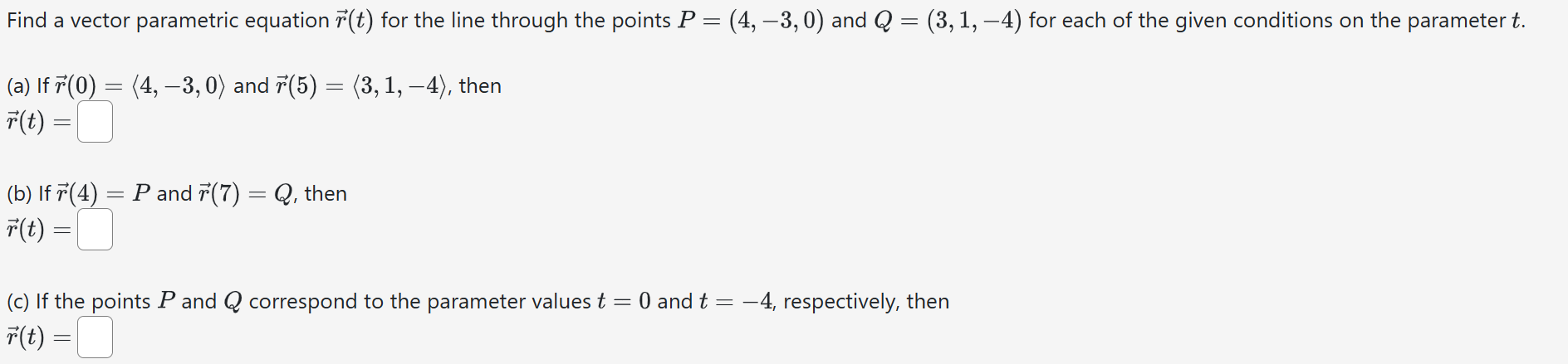 Solved .Find a vector parametric equation vec(r)(t) ﻿for the | Chegg.com