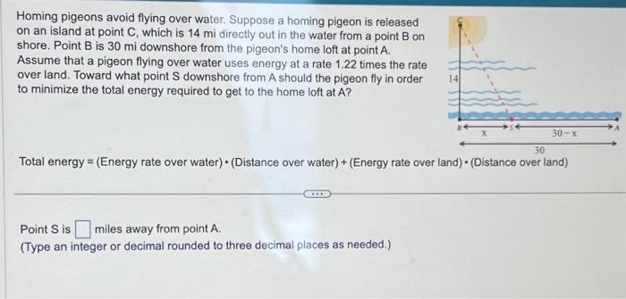 Solved Homing pigeons avoid flying over water. Suppose a | Chegg.com