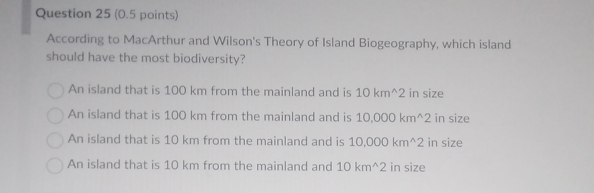 Solved According to MacArthur and Wilson's Theory of Island | Chegg.com