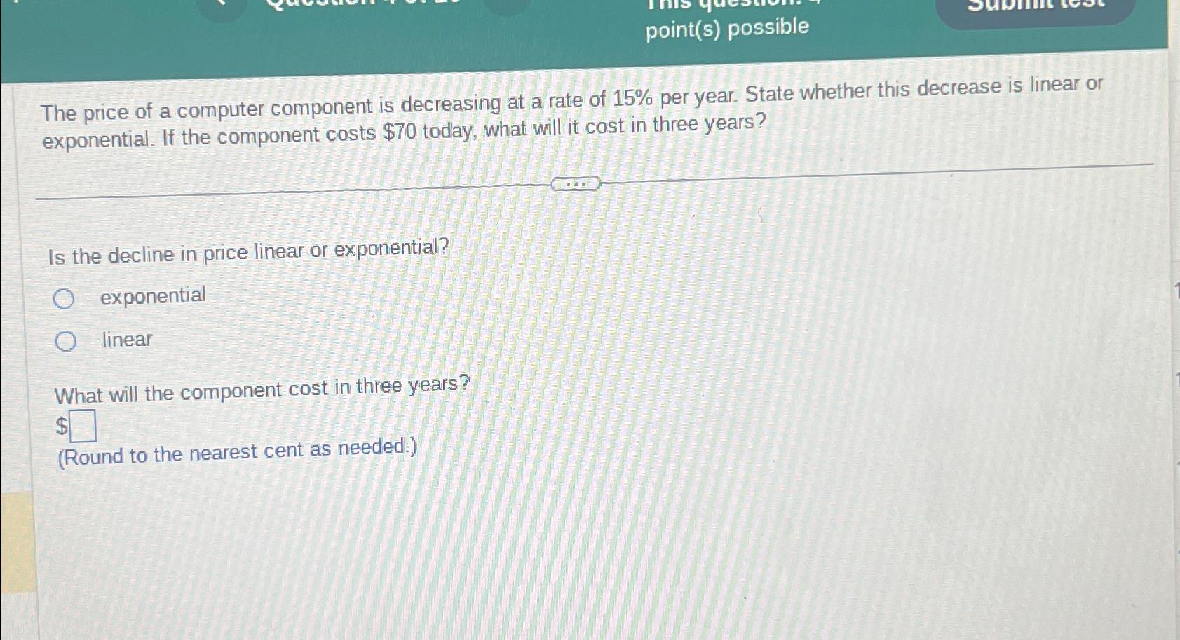 Solved point(s) ﻿possibleThe price of a computer component | Chegg.com