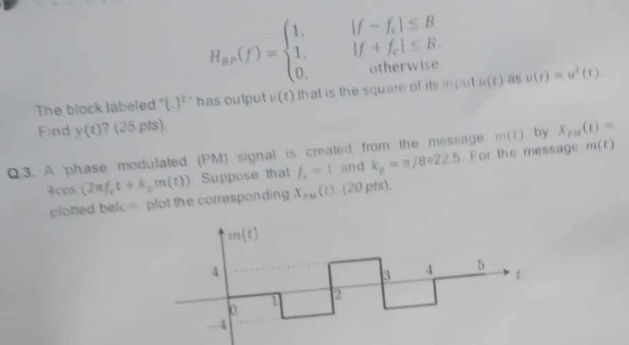 HBP(f)={1,|f-fc|≤B1,|f+fc|≤B0, otherwise The block | Chegg.com
