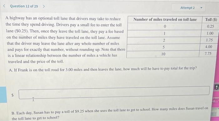 Solved A highway has an optional toll lane that drivers may | Chegg.com