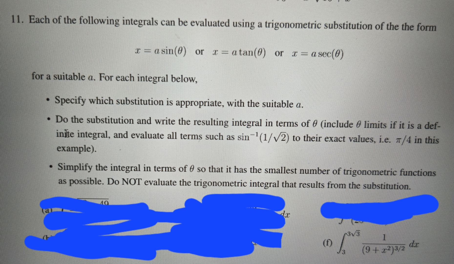 Solved Each of the following integrals can be evaluated | Chegg.com