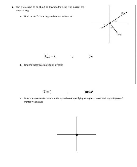 Solved 2 Three Forces Act On An Object As Drawn To The