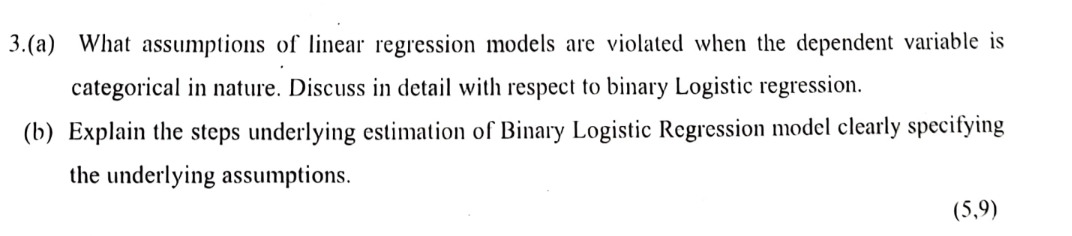 Solved 3.(a) ﻿What assumptions of linear regression models | Chegg.com