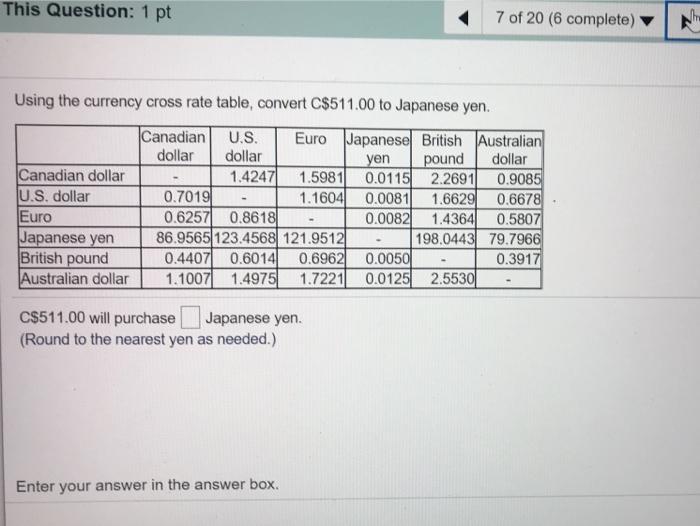 Solved This Question: 1 pt 7 of 20 (6 complete) Using the | Chegg.com
