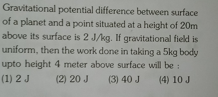 Solved Gravitational potential difference between surfaceof | Chegg.com