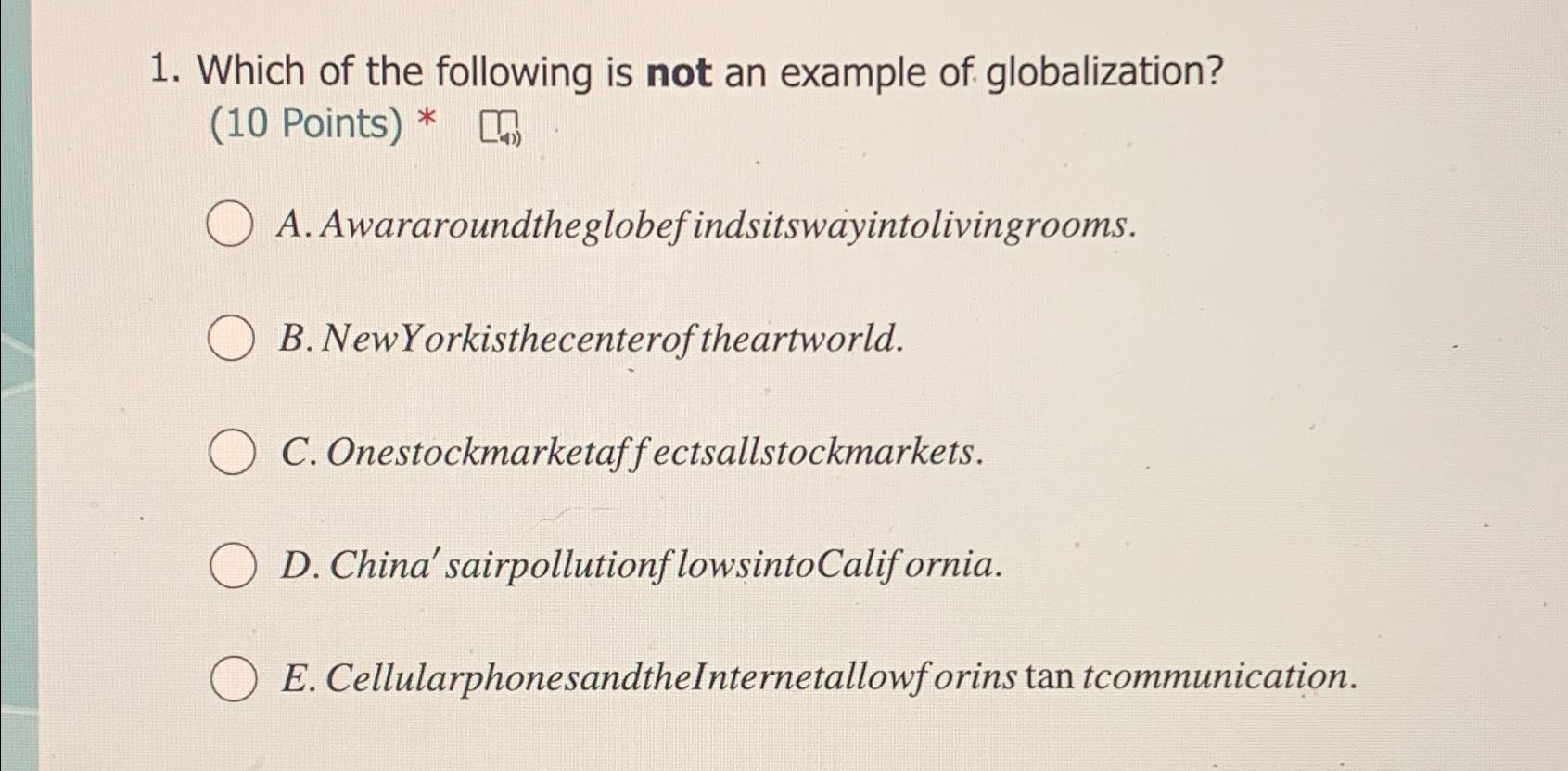 Solved Which of the following is not an example of | Chegg.com