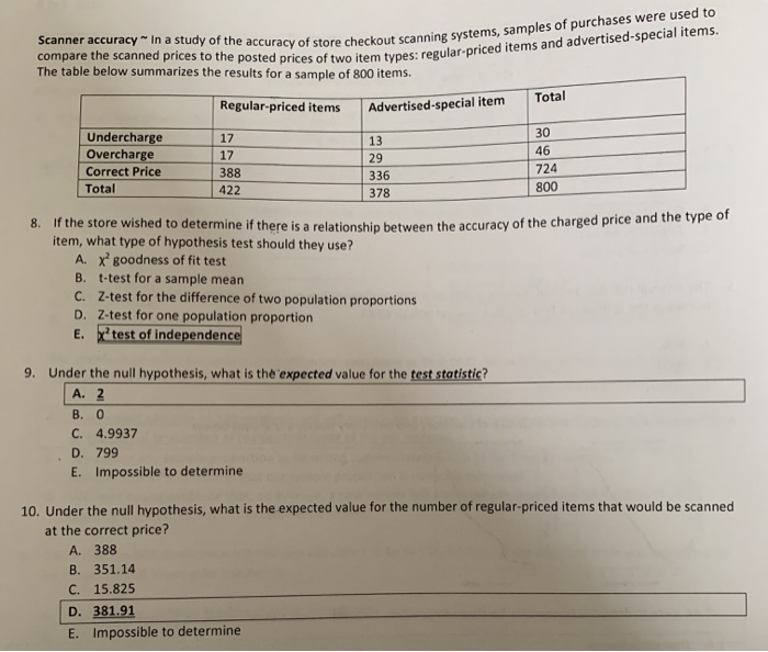 Solved Scanner accuracy in a study of the accuracy of store | Chegg.com