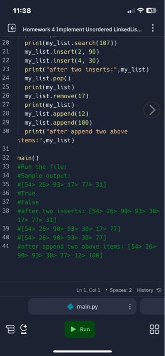 Solved 11:38 Homework 4 Implement Unordered LinkedLis... 1 | Chegg.com