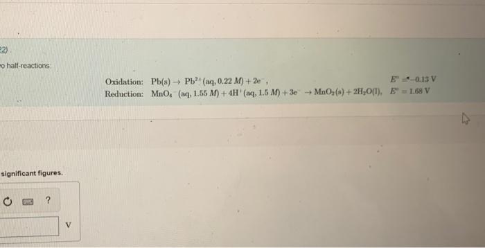 [Solved]: help. calculate ECell at 25 degrees o half-reactio