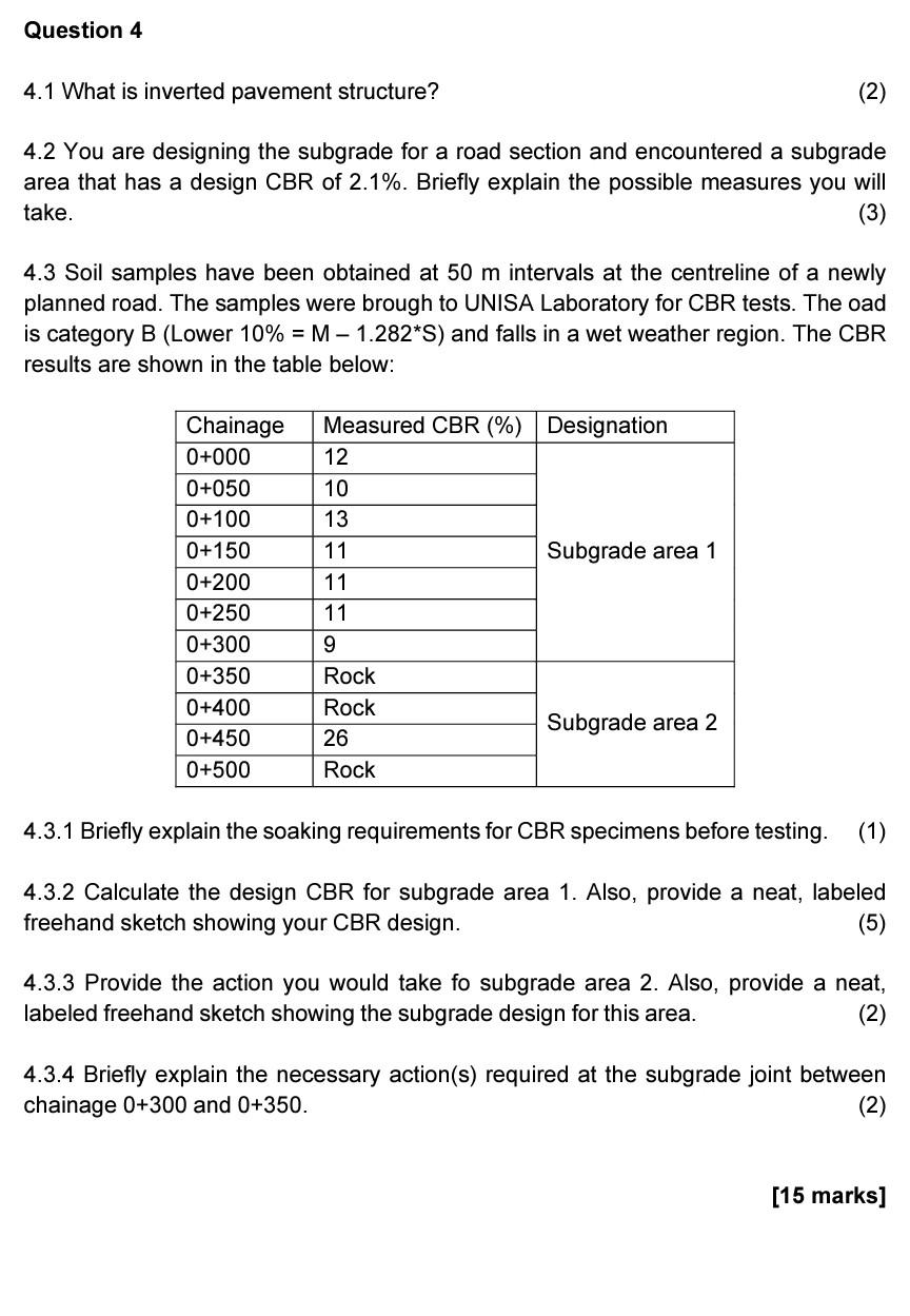Solved 4.1 What is inverted pavement structure? 4.2 You are | Chegg.com