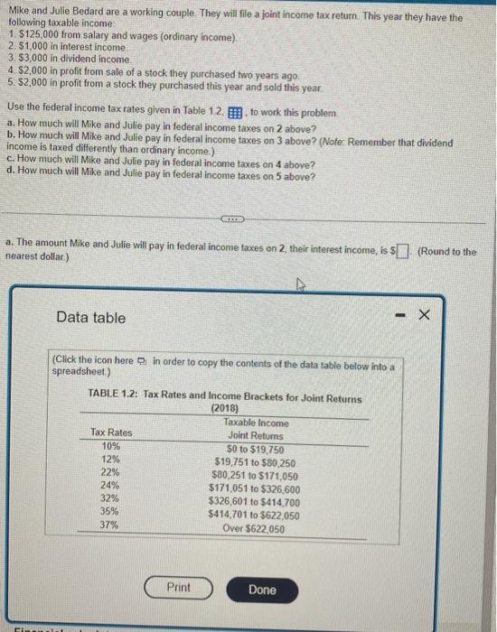 Solved Mike and Julie Bedard are a working couple. They will | Chegg.com