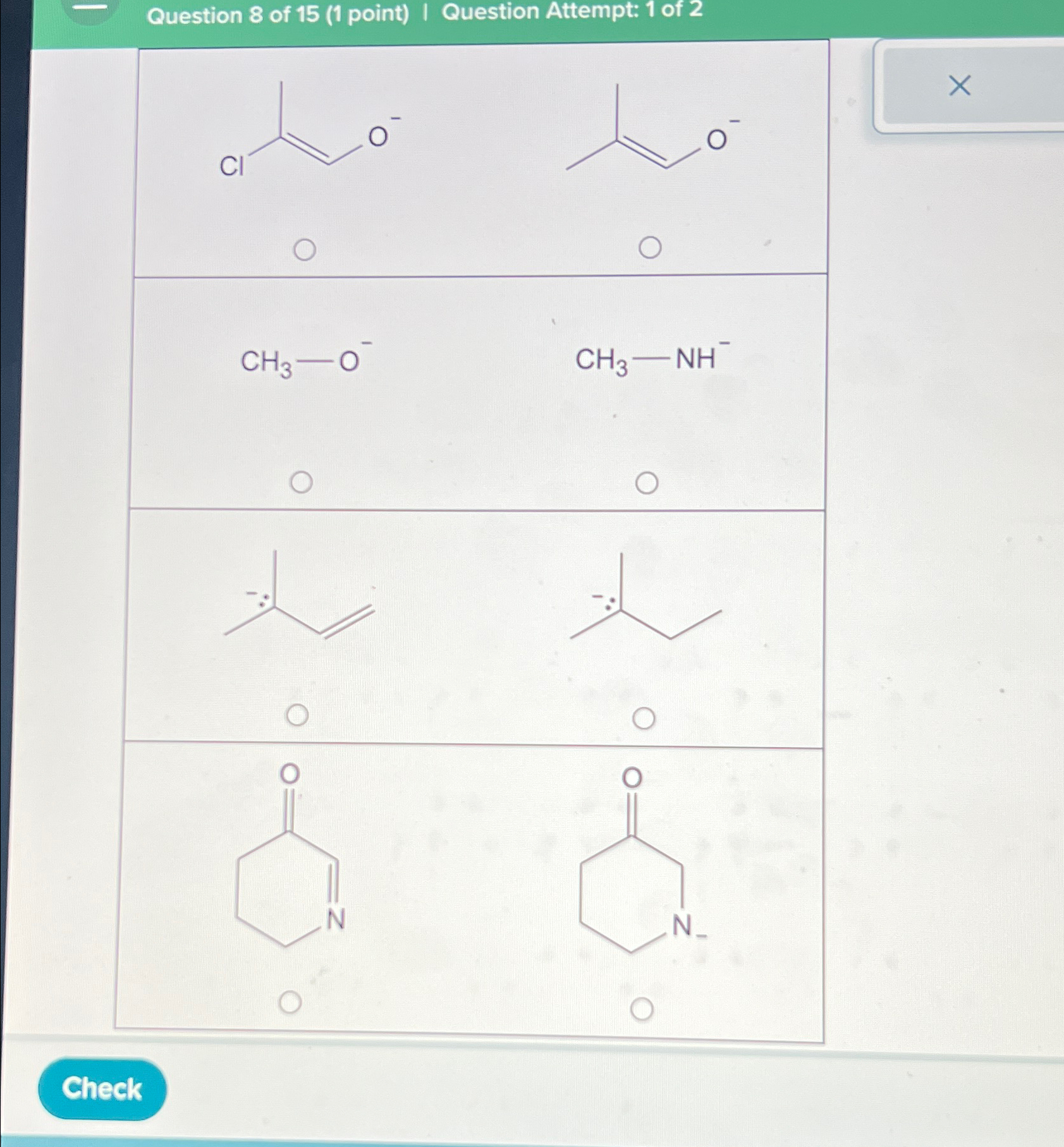 Solved In each row of the table select the stronger base | Chegg.com