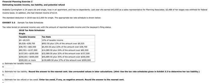 Solved Financial Planning Exercise 2 Estimating taxable | Chegg.com