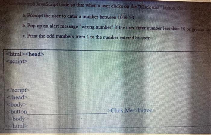 Solved ured JavaScripe code so that when a user clicks on | Chegg.com