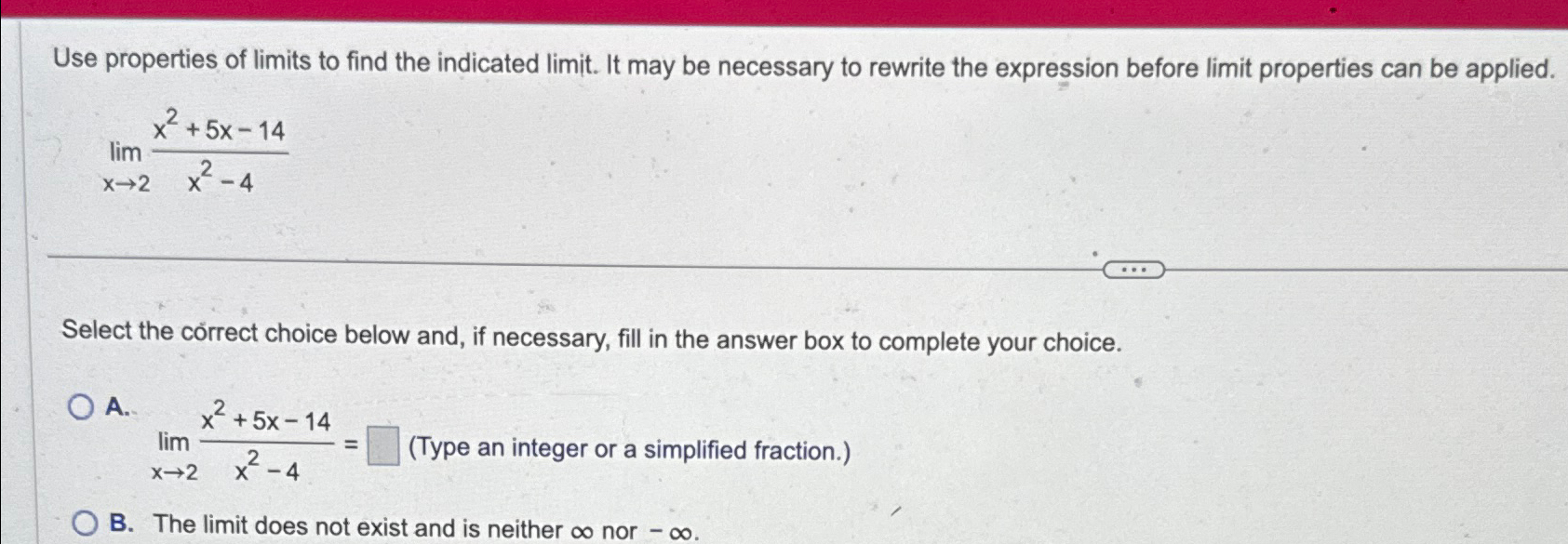 Solved Use properties of limits to find the indicated limit. | Chegg.com