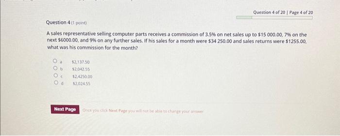 Solved A sales representative selling computer parts | Chegg.com