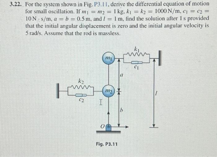 Solved 22 For The System Shown In Fig P3 11 Derive The