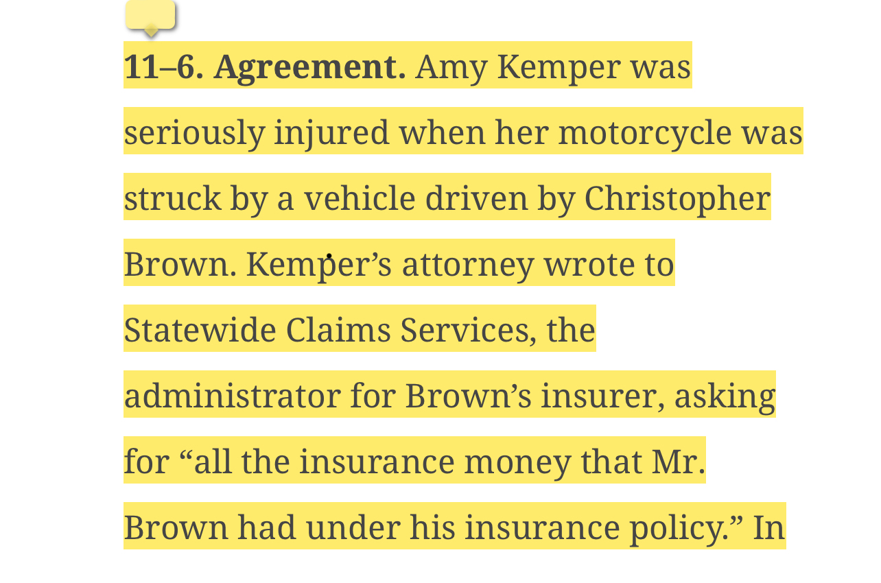 Solved 11-6. ﻿Agreement. Amy Kemper was seriously injured | Chegg.com