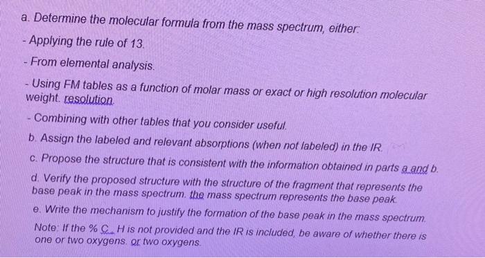 a. Determine the molecular formula from the mass | Chegg.com