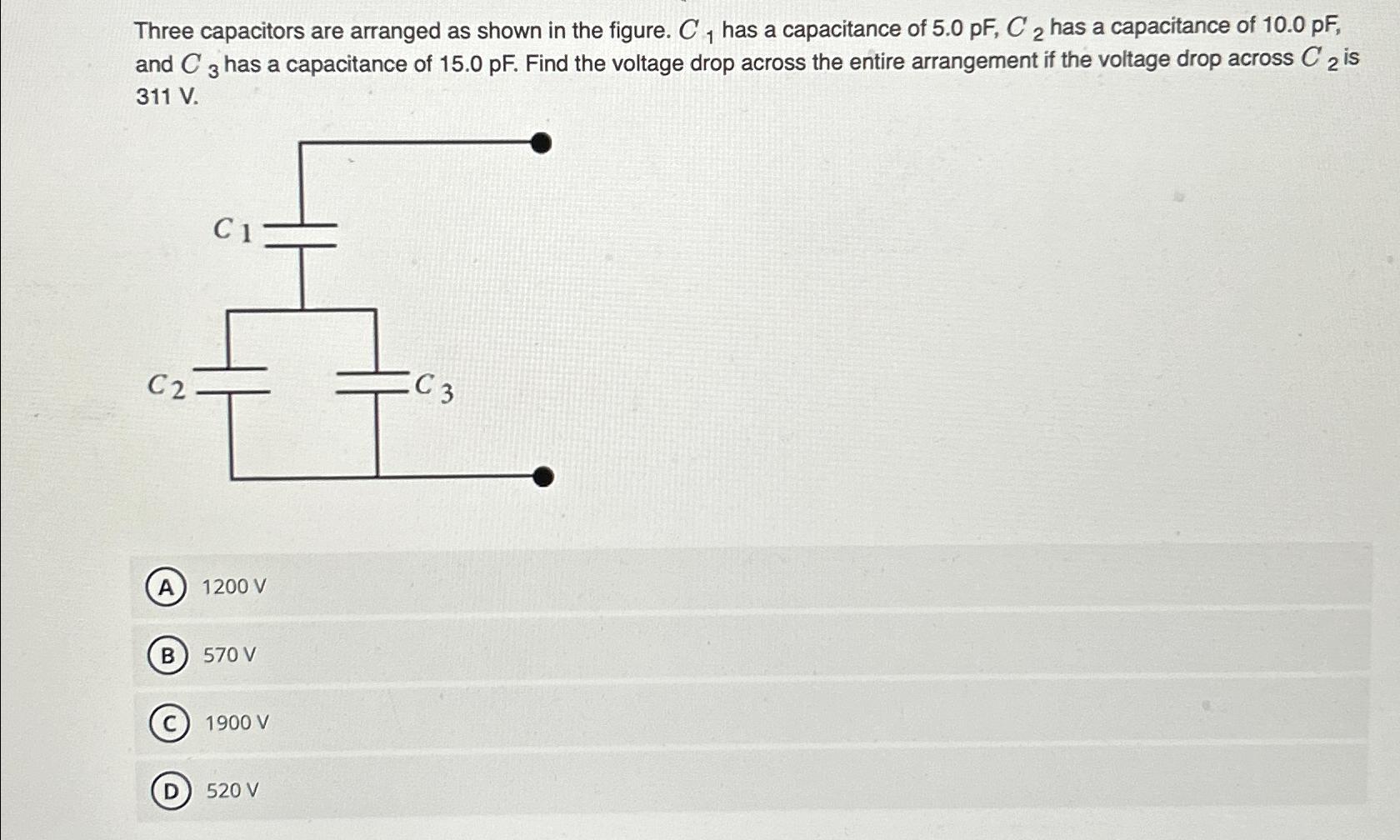 Solved Three capacitors are arranged as shown in the figure. | Chegg.com