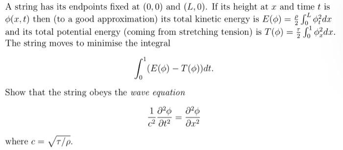 Solved A string has its endpoints fixed at (0,0) and (L,0). | Chegg.com