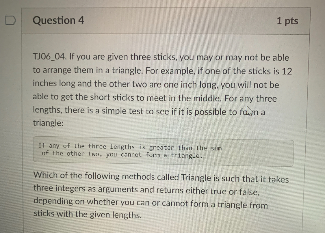 Solved Question 41ptsTJ06_04. ﻿If you are given three | Chegg.com
