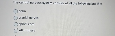 Solved The central nervous system consists of all the | Chegg.com