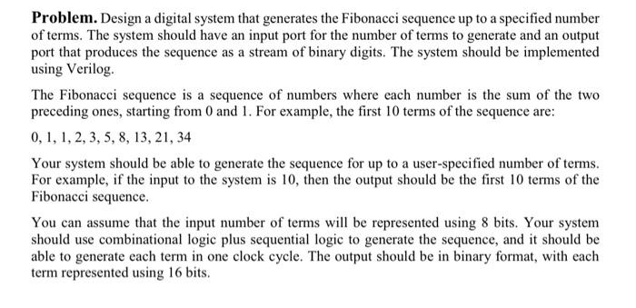 Solved Problem. Design a digital system that generates the | Chegg.com