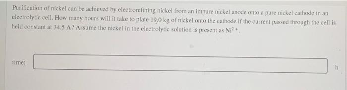 Solved Purification of nickel can be achieved by | Chegg.com