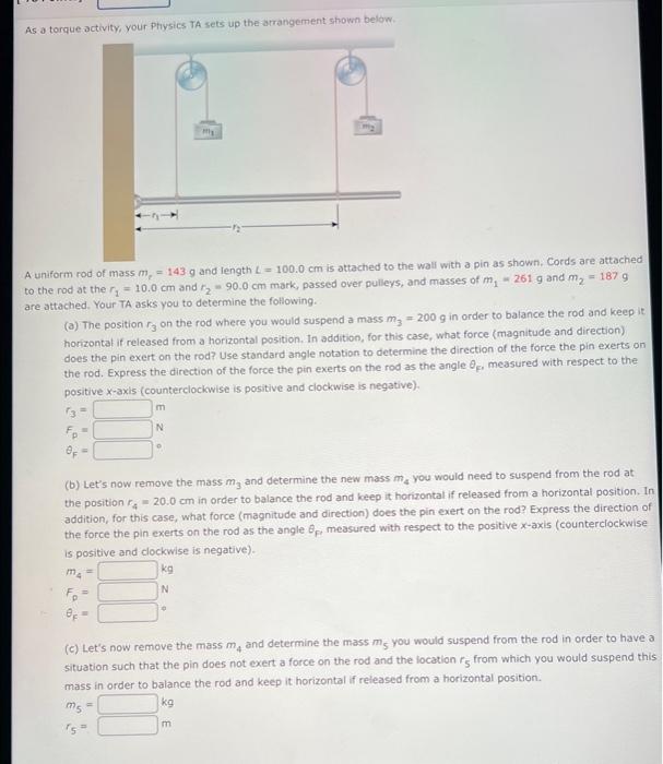 As a torque activity, your Physics TA sets up the | Chegg.com
