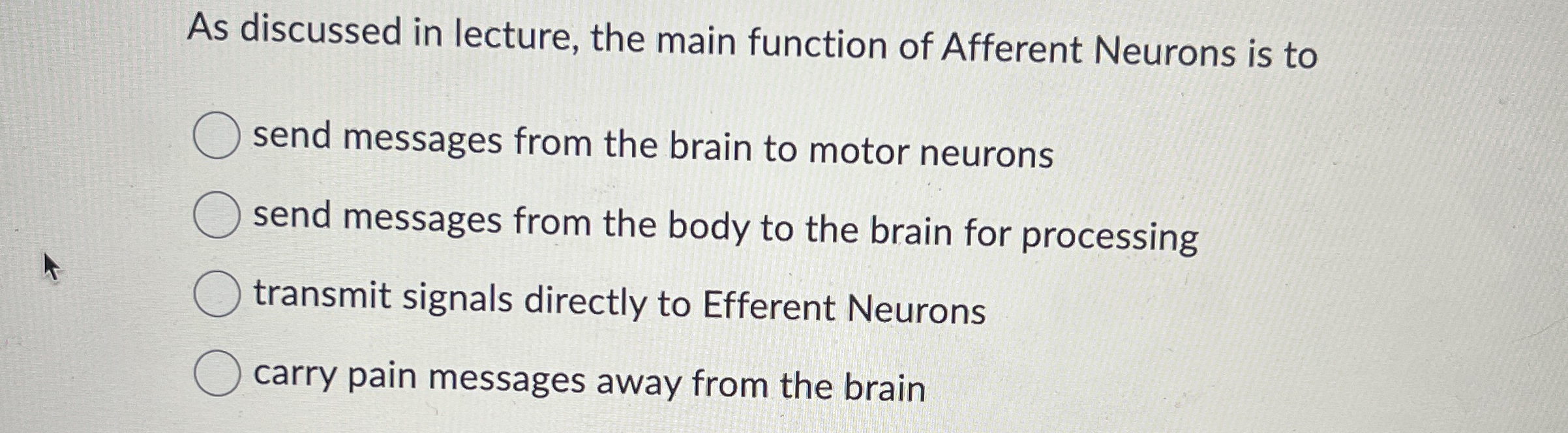 Solved As discussed in lecture, the main function of | Chegg.com