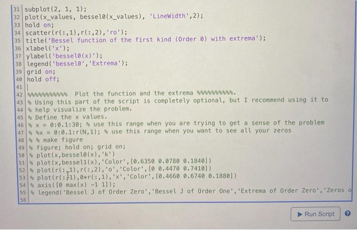 Solved 1. Use the MATLAB function bessel j(n,x) to create an | Chegg.com