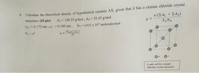 Solved Calculate the theoretical density of hypothetical | Chegg.com