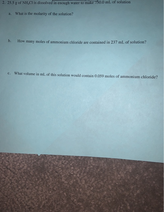 Solved 25.5 g of NH4Cl is dissolved in enough water to make | Chegg.com