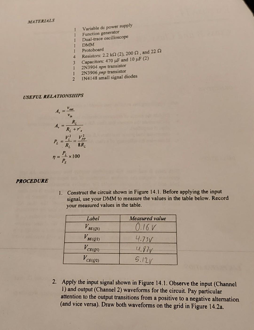 PROCEDURE 1. Construct the circuit shown in Figure | Chegg.com