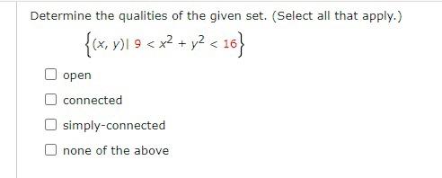 Solved Determine the qualities of the given set. (Select all | Chegg.com