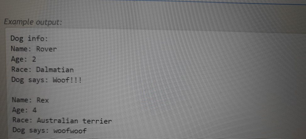 Solved Below is the class Dog which lacks the constructor | Chegg.com