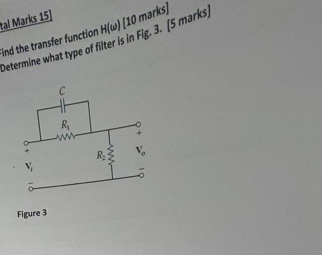 Solved tal Marks 15 ind the transfer function H(ω)[10 marks] | Chegg.com