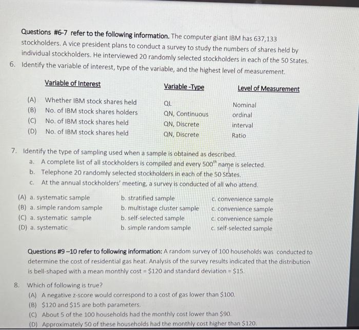 Solved Questions #6-7 refer to the following information. | Chegg.com