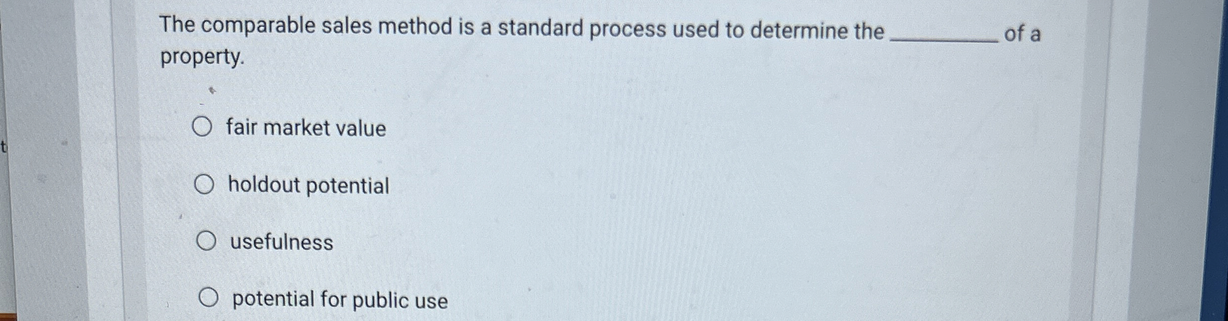 Solved The comparable sales method is a standard process | Chegg.com