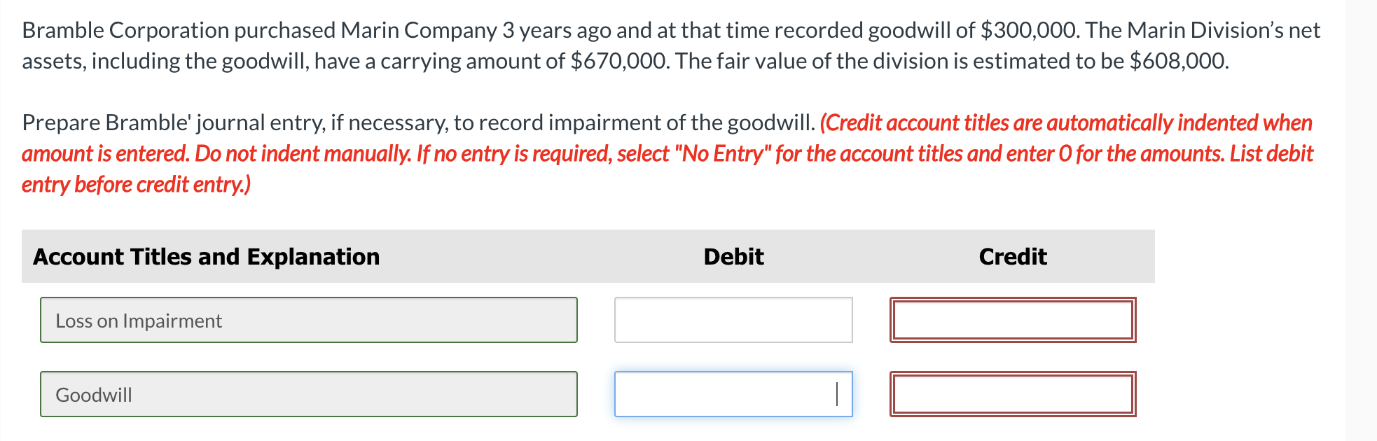 Solved Bramble Corporation purchased Marin Company 3 ﻿years | Chegg.com