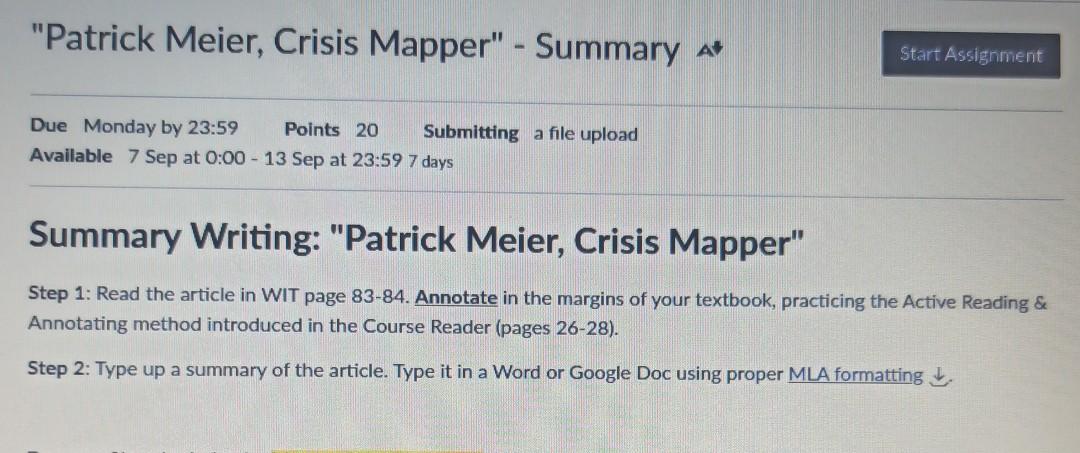 "Patrick Meier, Crisis Mapper" - Summary At Start | Chegg.com