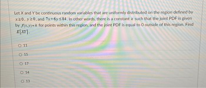 Solved Let X and Y be continuous random variables that are | Chegg.com