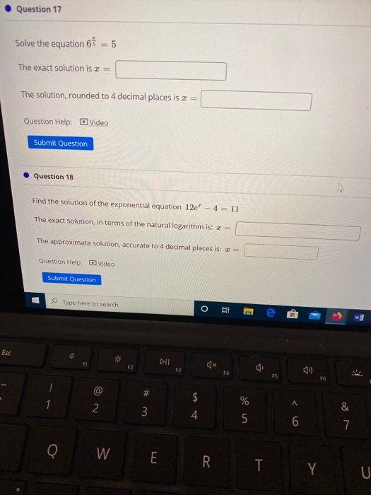 Solved Question 17 Solve the equation 66 = 5 The exact | Chegg.com