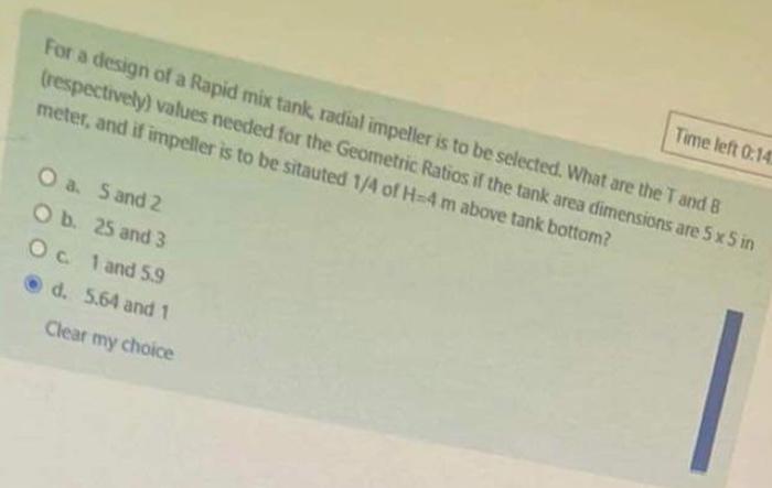 Solved For a design of a Rapid mix tank ractial impeller is | Chegg.com