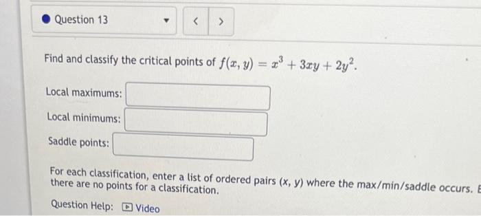 Solved Find and classify the critical points of | Chegg.com