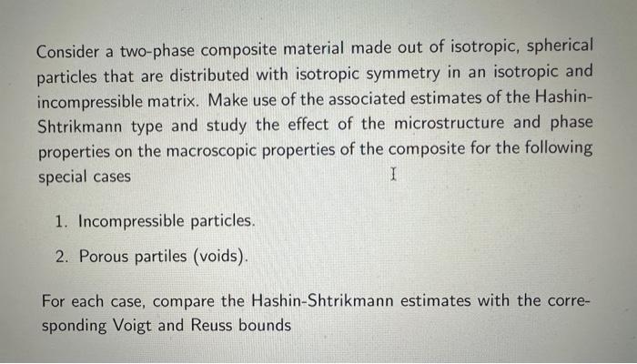 Solved Consider a two-phase composite material made out of | Chegg.com
