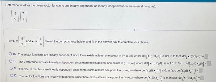 Solved Determine whether the given vector functions are | Chegg.com